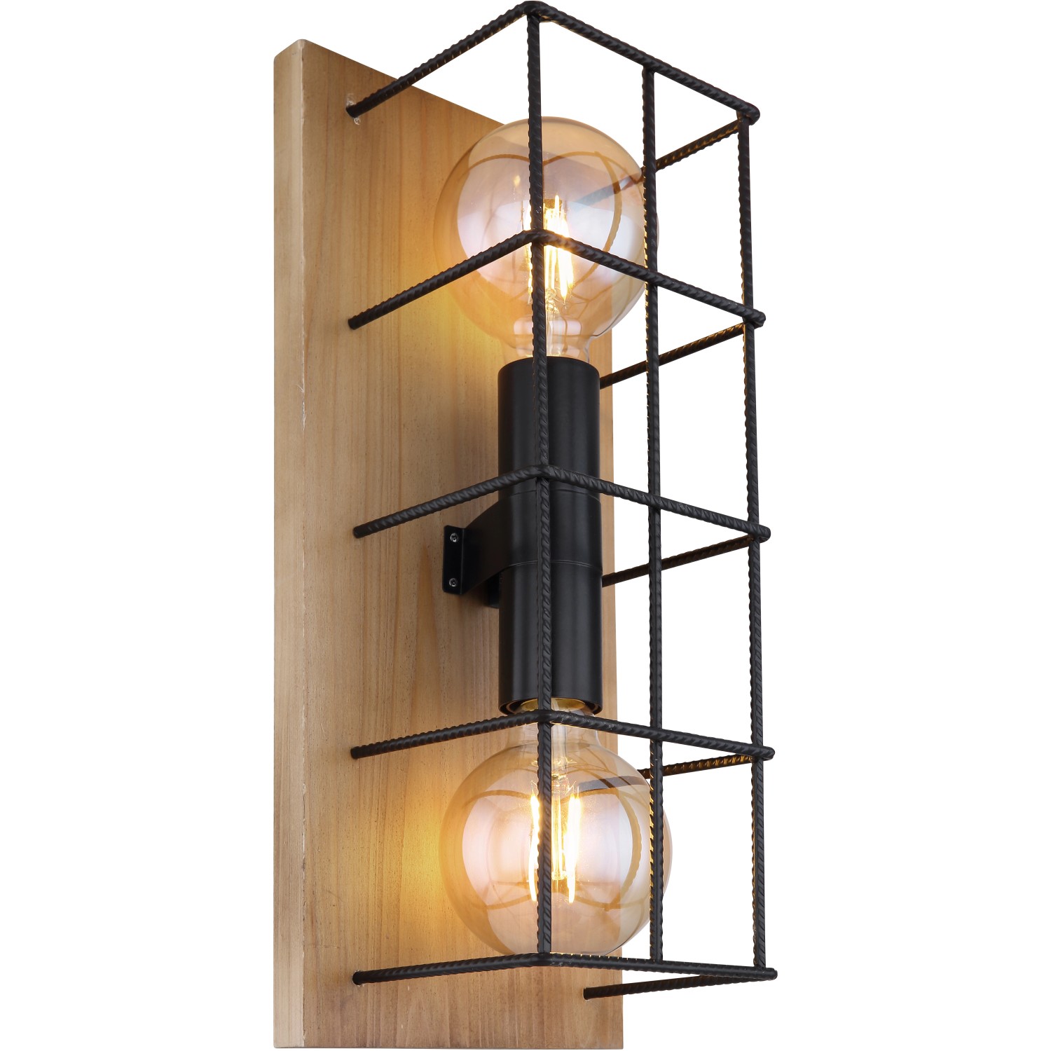 Globo Nástenné svietidlo MERRIL, 2x E27, prírodné/čierne, 18,2 x 16,5 x ...