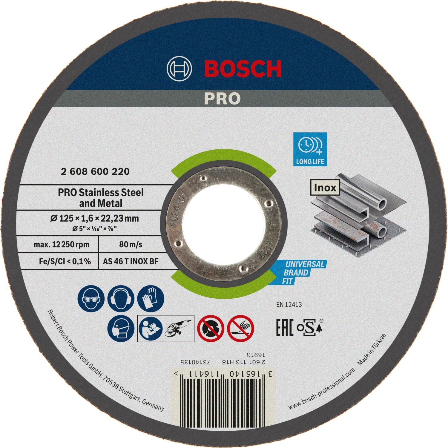 Bosch Rezný kotúč PRO Stainless Steel and Metal, 125 x 1,6 x 22,23 mm ...