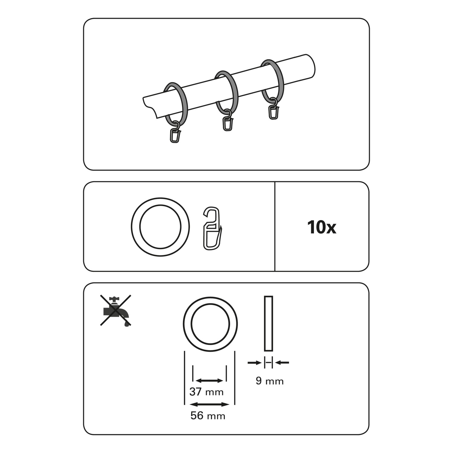 Gardinia krúžky Lugano Kolonial, 10 ks nakúpiť v OBI